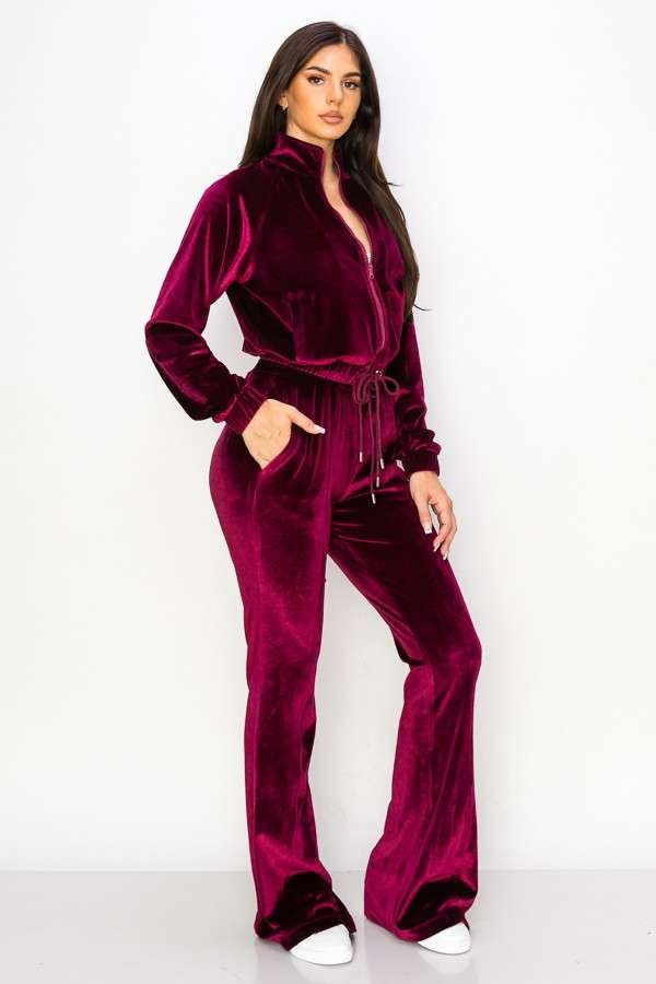 VELVET FLARED LEG TRACK SUIT – Arelia's Dream